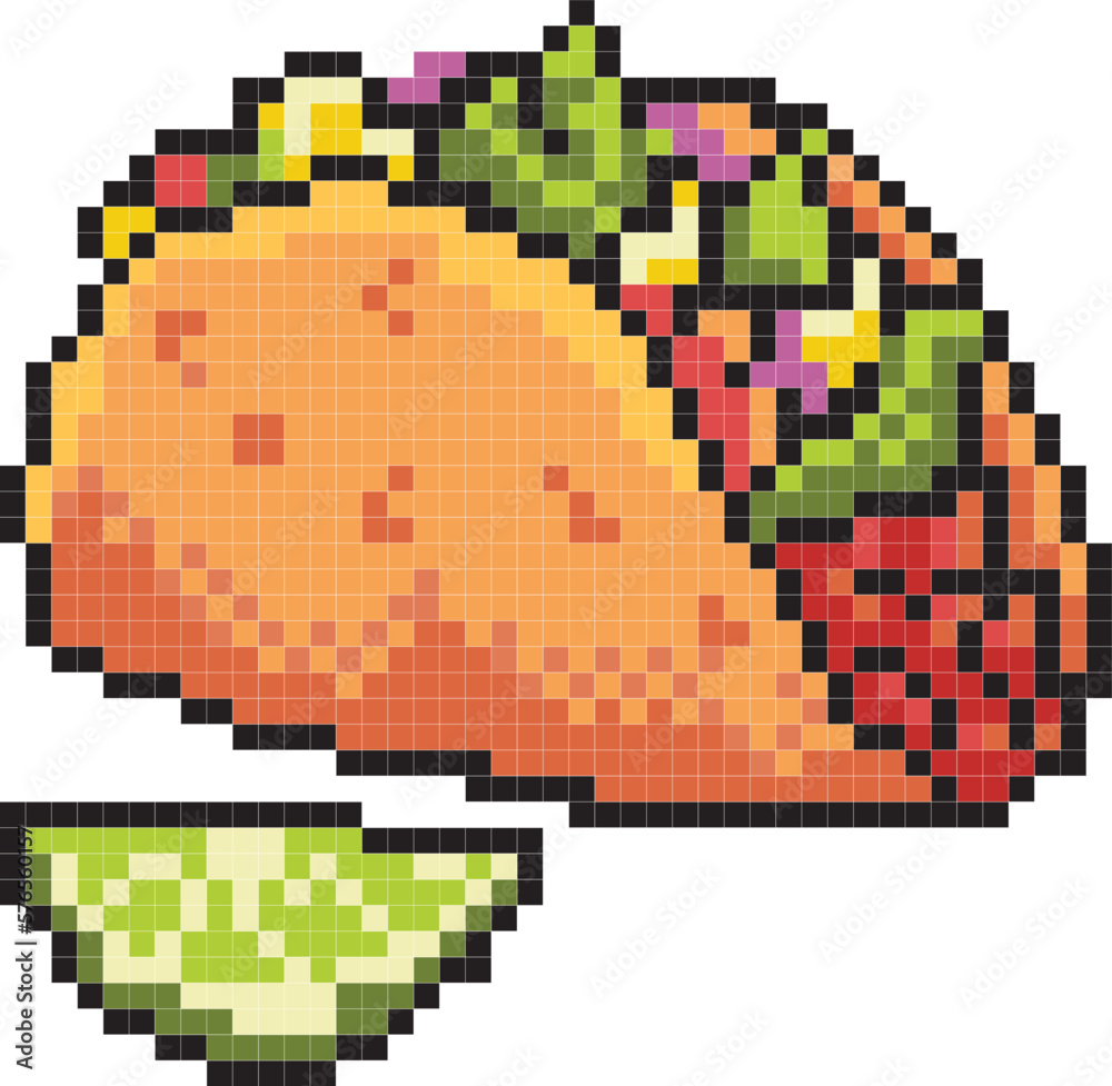 vector illustration of taco in pixel art style Stock Vector | Adobe Stock