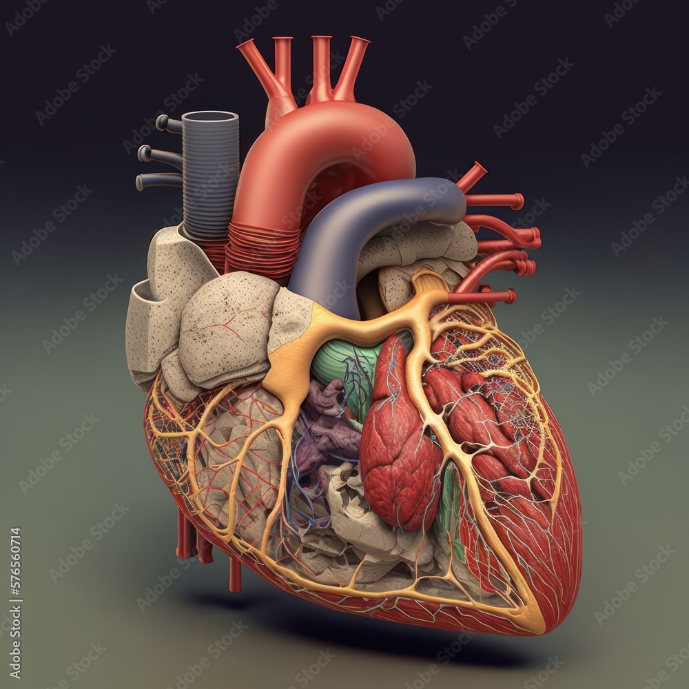 Human Heart human anatomy realistic, GENERATIVE AI Stock Illustration ...