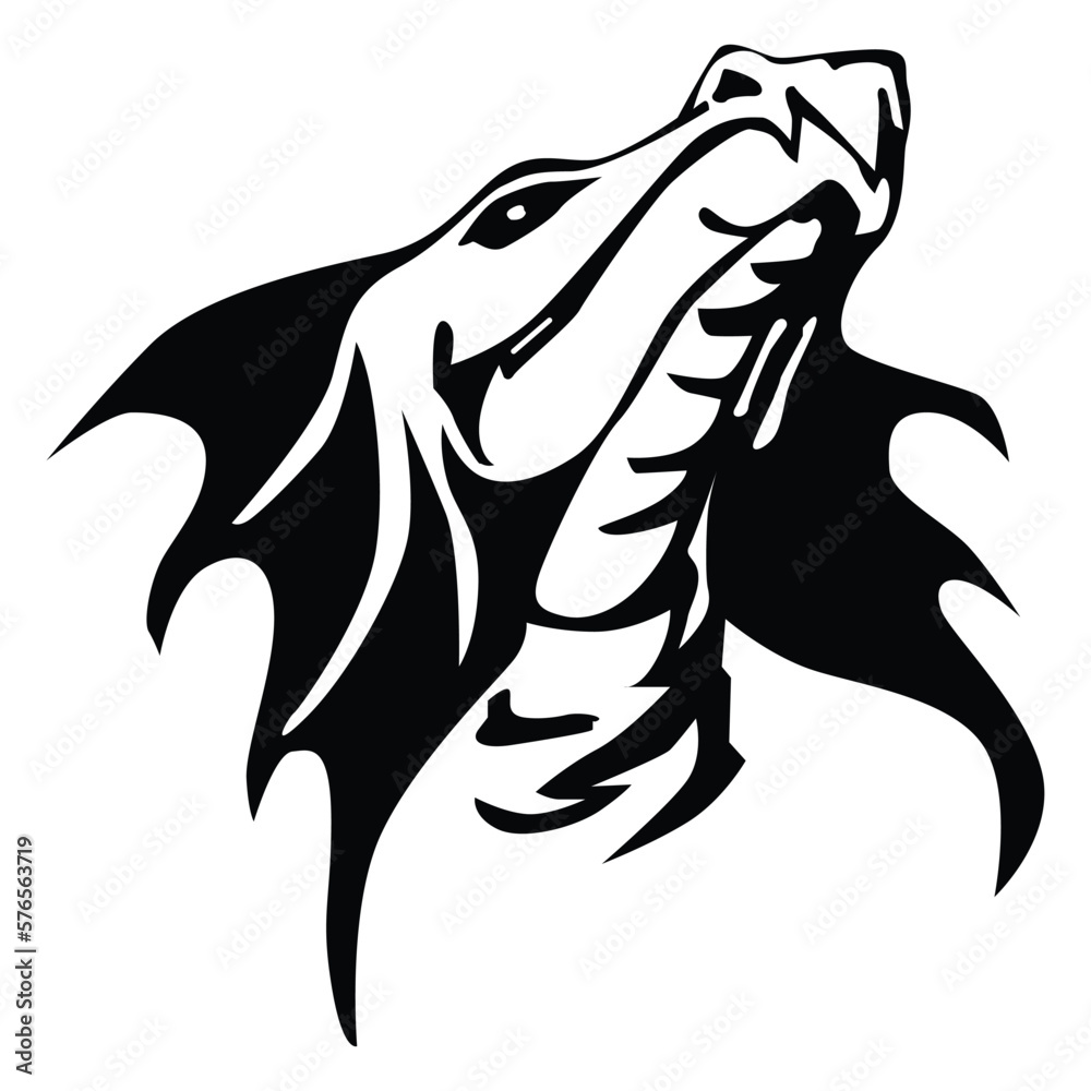 Dragon icon vector. Head of dragon silhouette. Symbol, logo ...