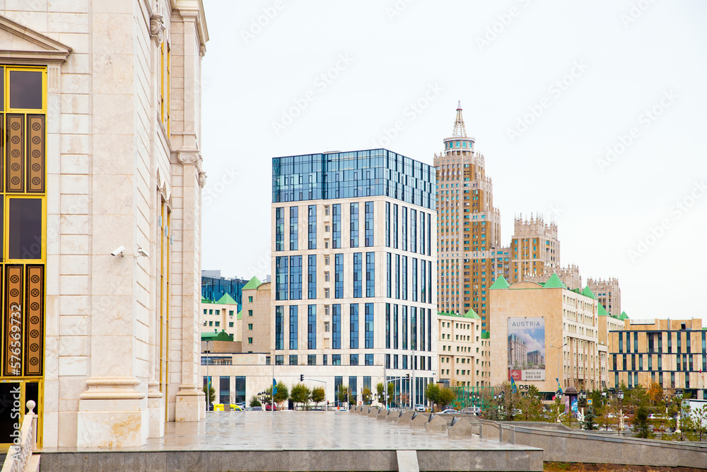 cityscape, different design modern buildings skyscrapers, street of ...