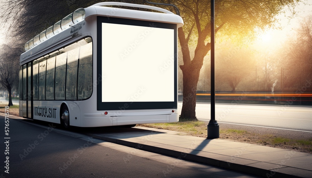 Billboard on the street. bus stop on the road. advertising billboard ...