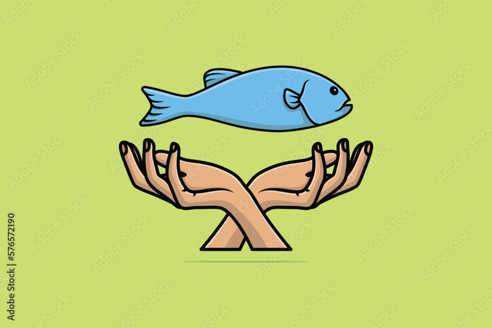 Cute Fish with Hands vector illustration. Animal nature icon concept ...