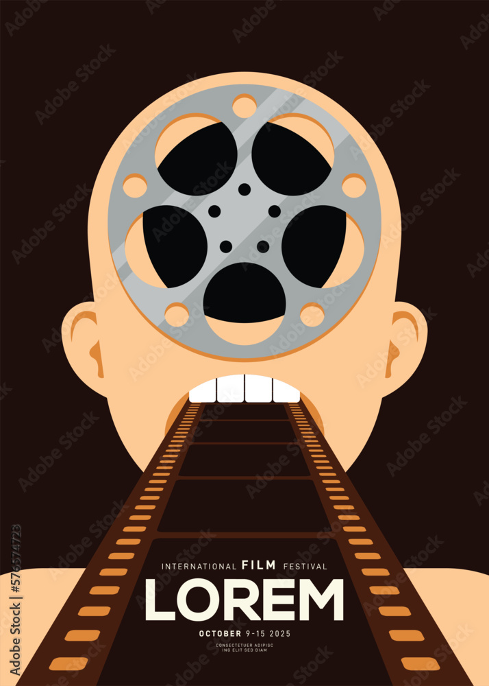 Movie and film poster design template background with film reel Stock ...