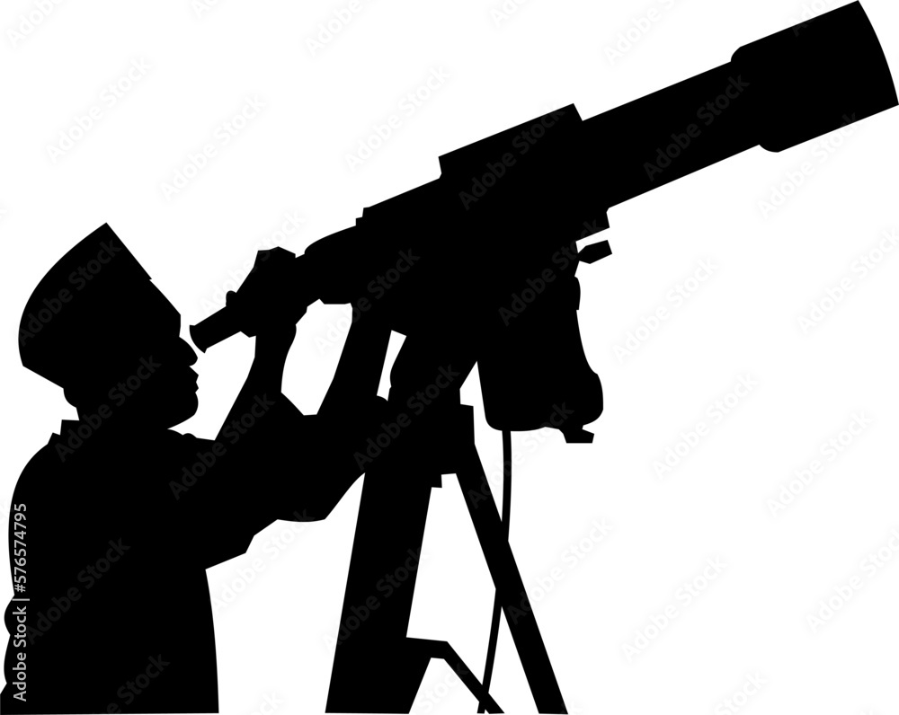 Vetor de looking hilal, illustration of sighting the moon, the first ...