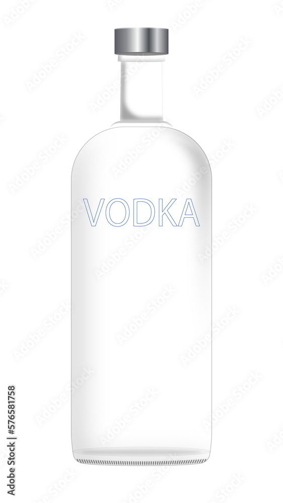 Vodka Bottle alcohol drink mock up with label on White transparent ...