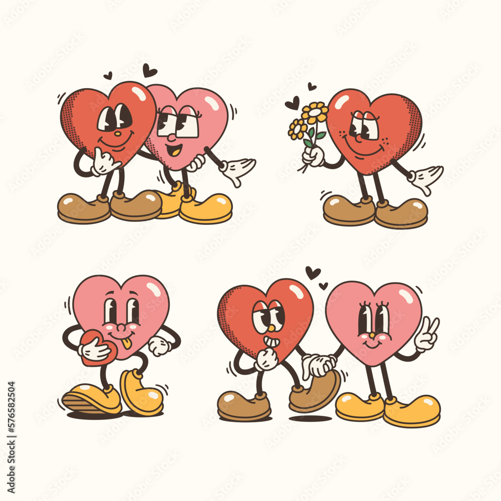 Versatile Heart Mascot Character Set with Varied Poses and Expressions ...
