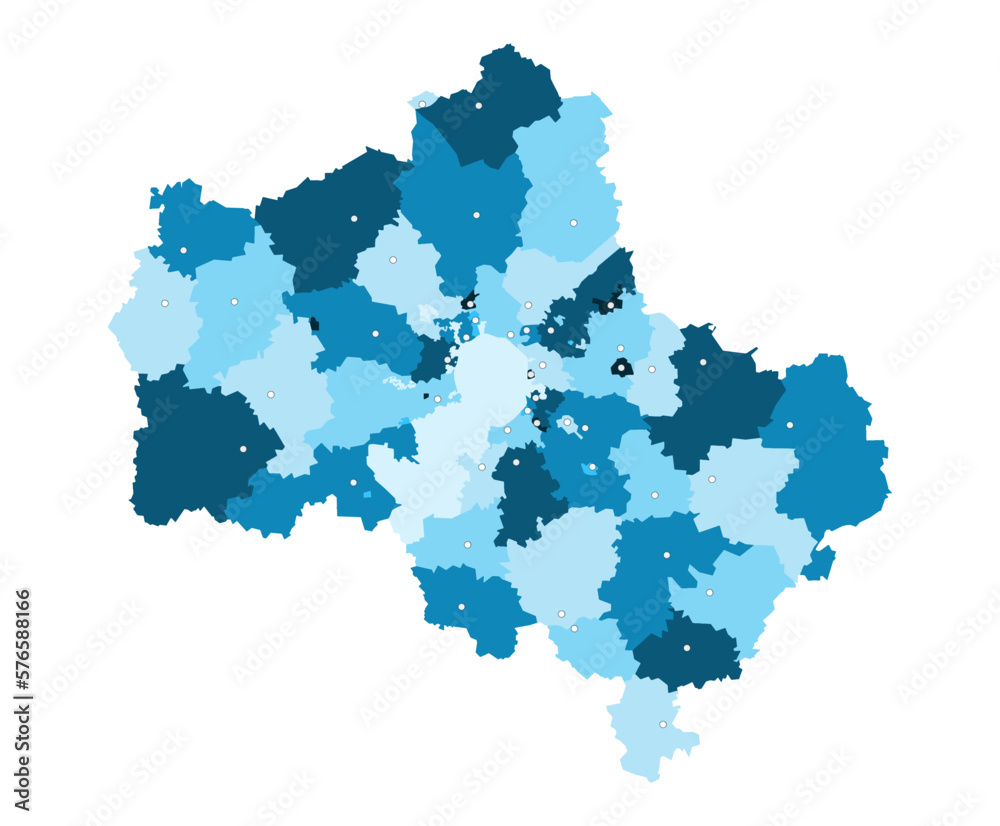 Moscow Region Vector Map (with subdivisions) with major cities mapped ...