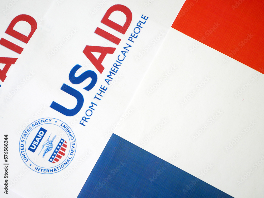 USAid logo and French flag, USAid is USA agency for international ...