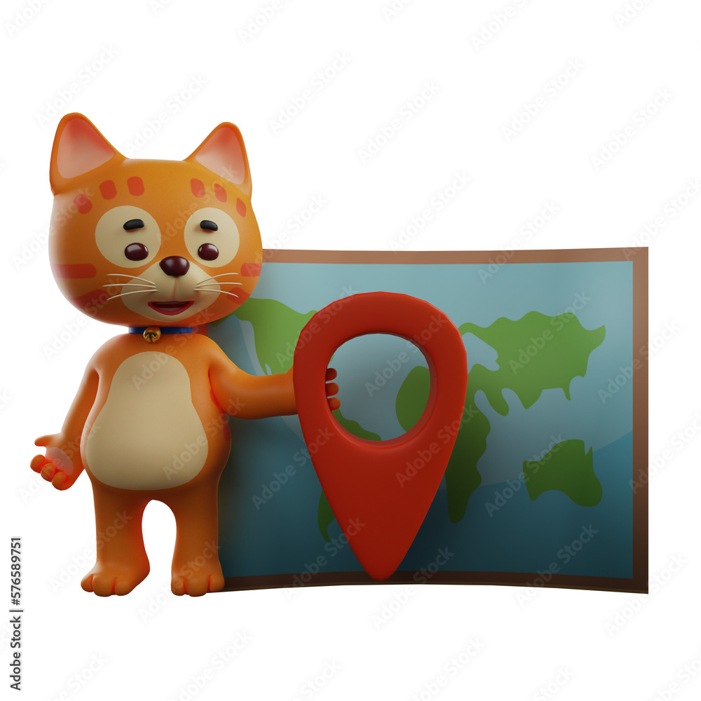 3D Cartoon Cat images sharing locations, 3D cat character designs ...