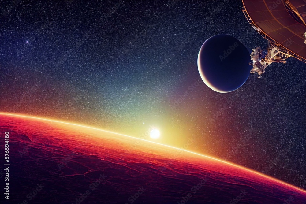James Webb telescope explores deep space on alien planets background ...