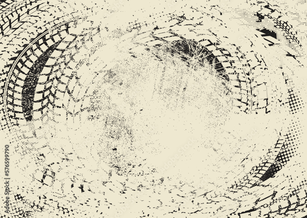Vector Print Textured Tire Track duo tone background. Design Element ...