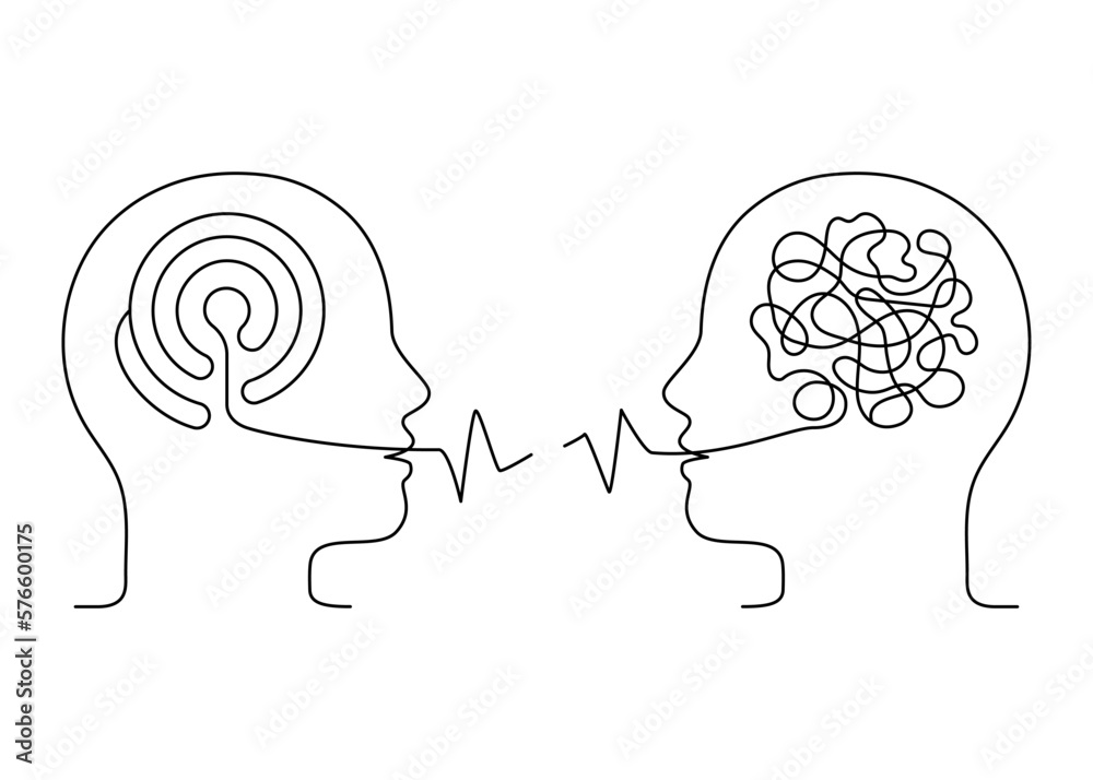 Vetor de People talk, misunderstanding conversation and speech outline ...