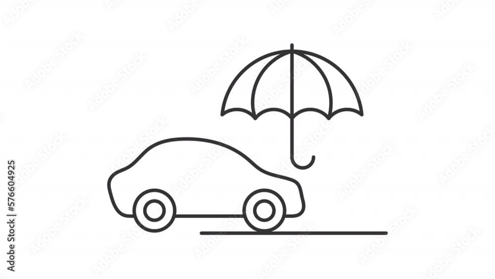 Animated car insurance linear icon. Transport and driver protection ...
