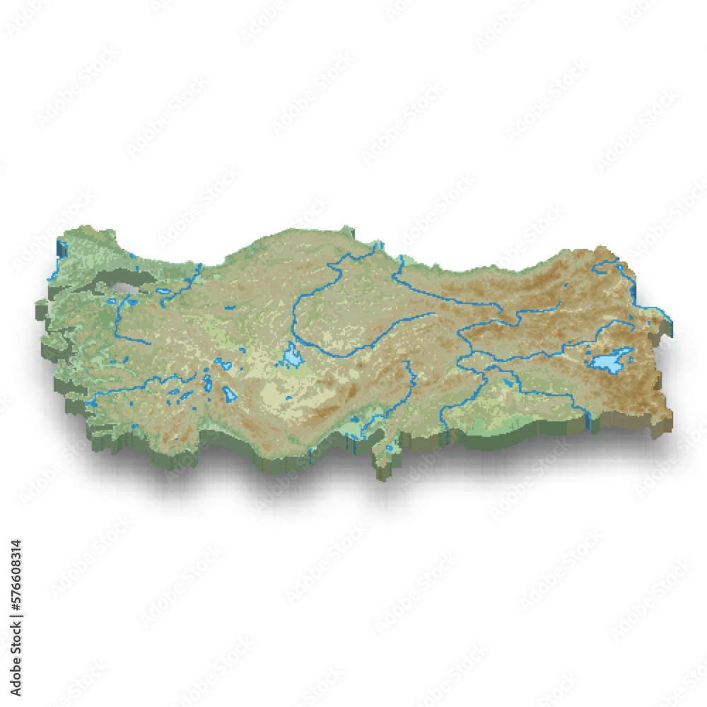 3d isometric relief map of Turkey Stock Vector | Adobe Stock