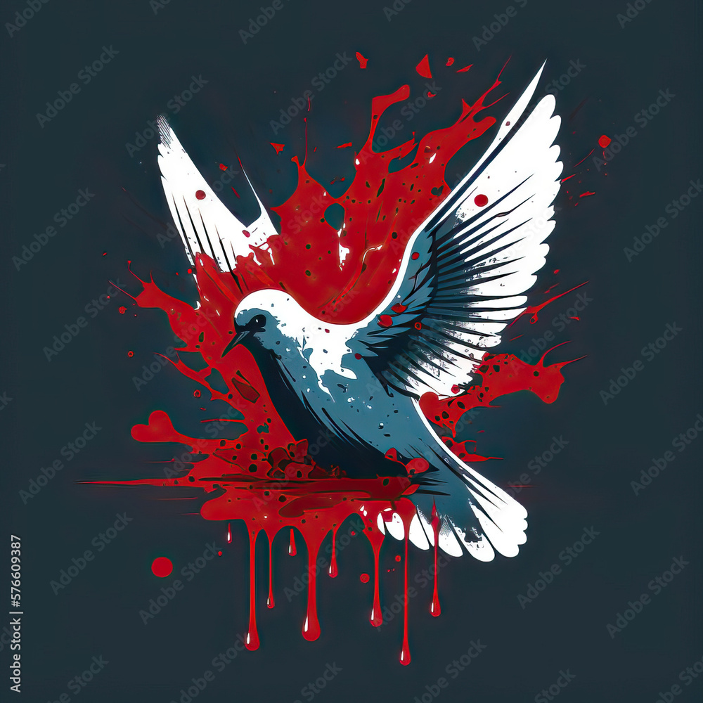 AI generated a dove of peace in the blood, a bird symbolizing peace ...