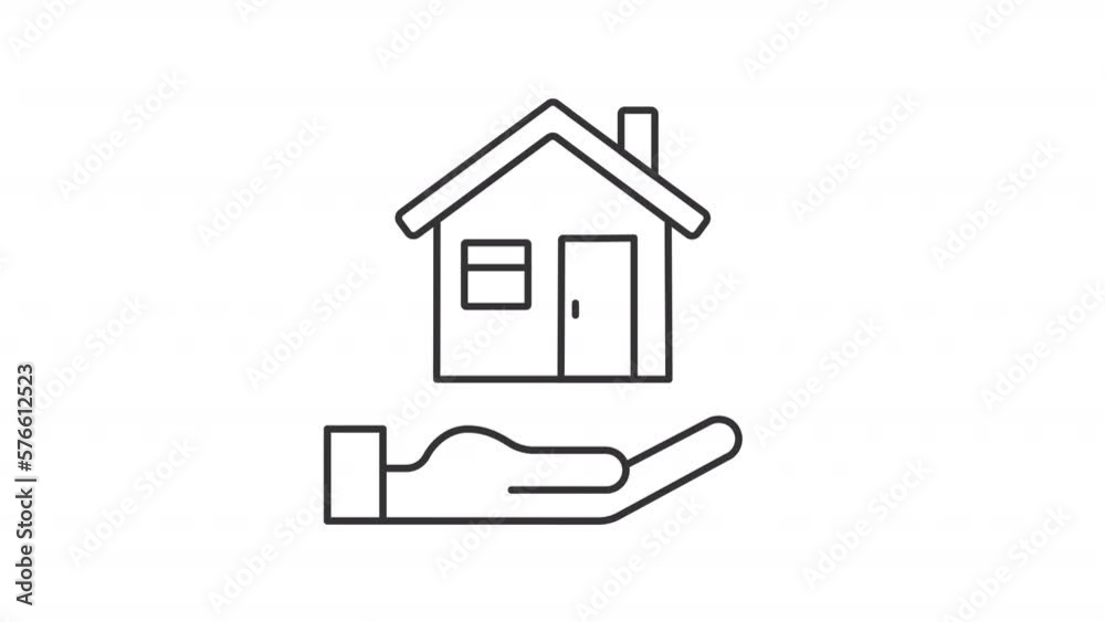 Animated home rent linear icon. Homeowner. Property purchase. Real ...