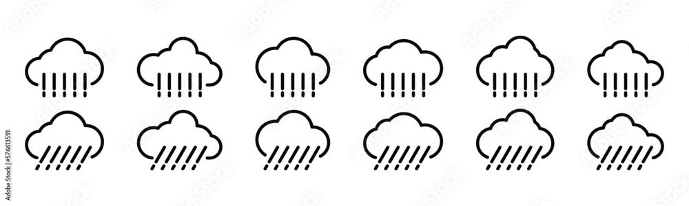 Vecteur Stock Rain weather icon set. Heavy rain weather icons ...