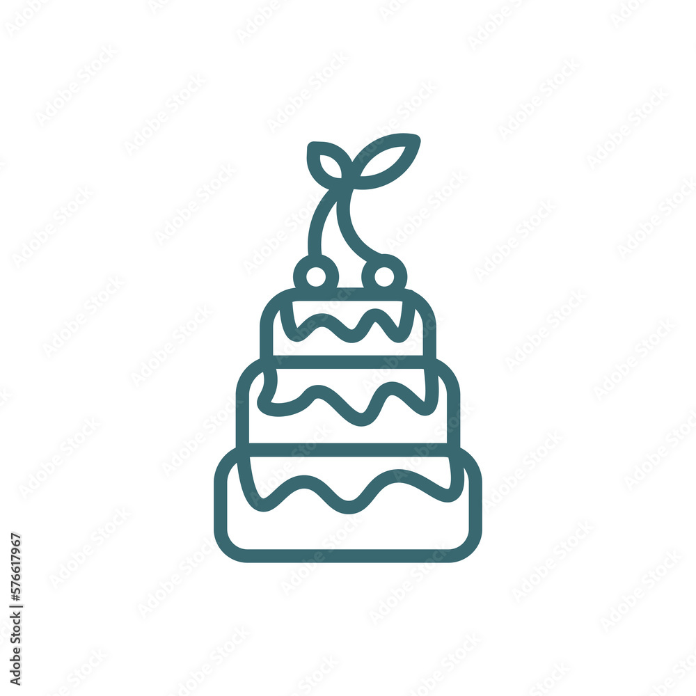 three levels cake icon. Thin line three levels cake icon from ...