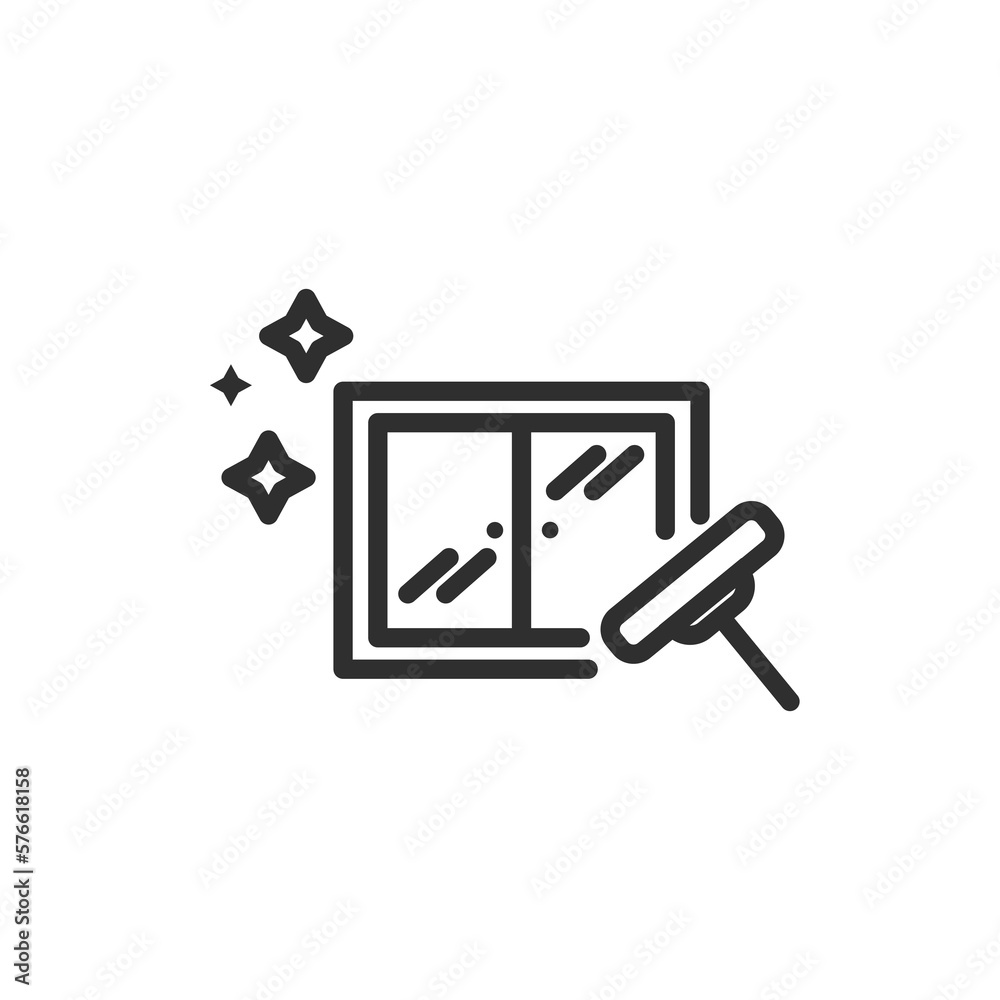 window cleanin icon. Thin line window cleanin, house icon from cleaning ...