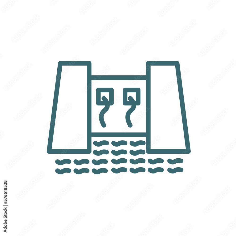 dam icon. Thin line dam, power icon from ecology collection. Outline vector isolated on white ...