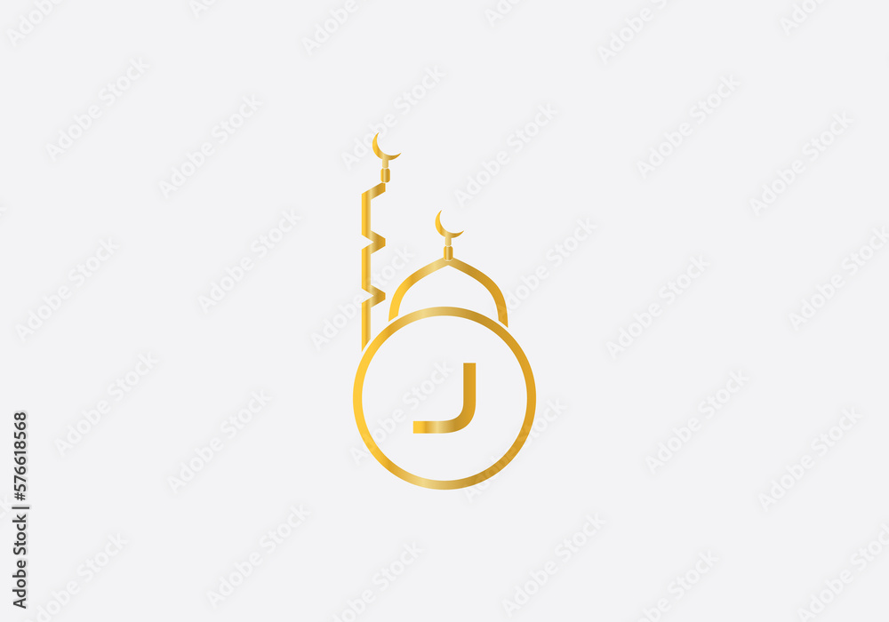 Islamic mosque and minar logo and symbol design with the letter and ...