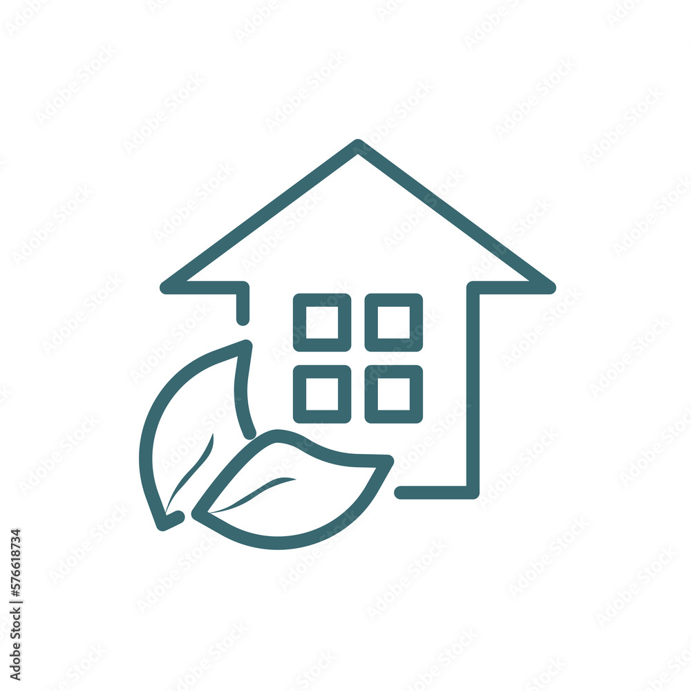 eco house icon. Thin line eco house, house icon from ecology collection ...
