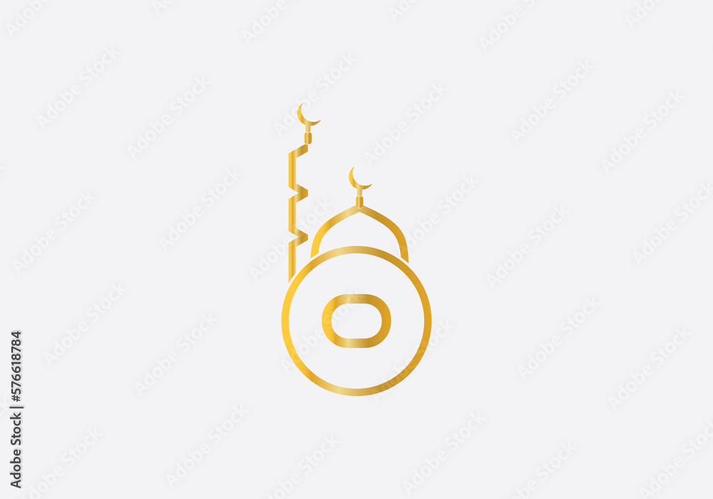 Islamic mosque and minar logo and symbol design with the letter and ...