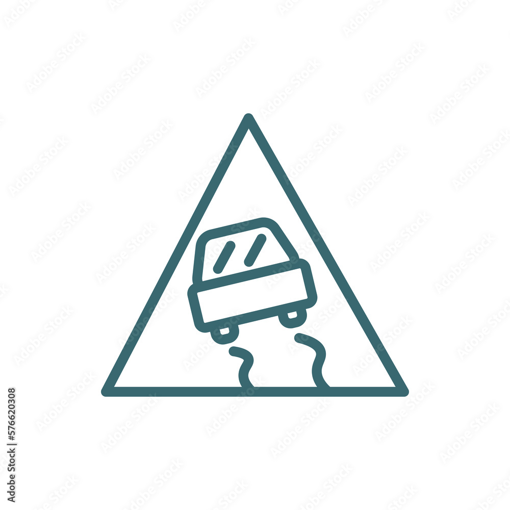 slippery road icon. Thin line slippery road icon from Insurance and ...