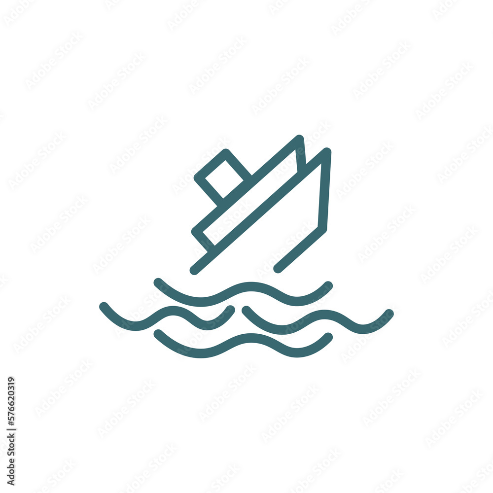 sinking icon. Thin line sinking icon from Insurance and Coverage ...