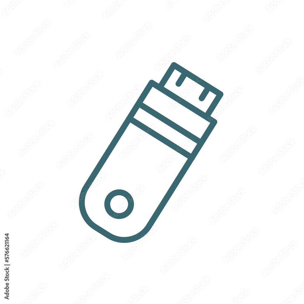 inclined pendrive icon. Thin line inclined pendrive icon from ...