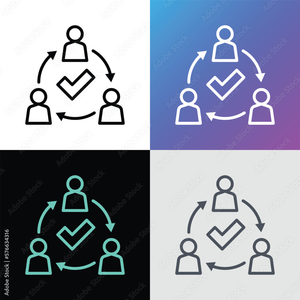 Unity thin line icon. Successful communication employees. Teamwork ...