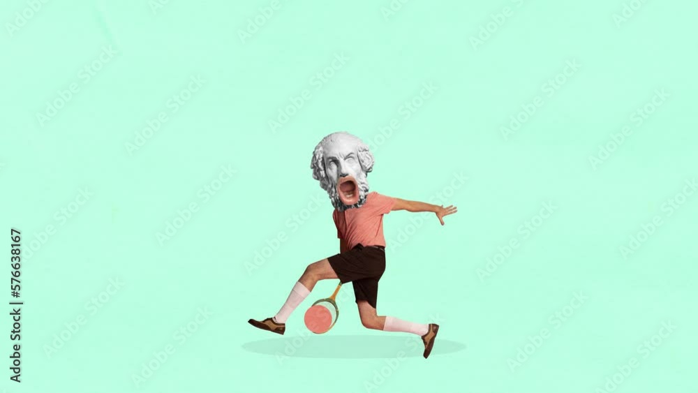 Stop motion, animation. Contemporary art design. Active man with ...