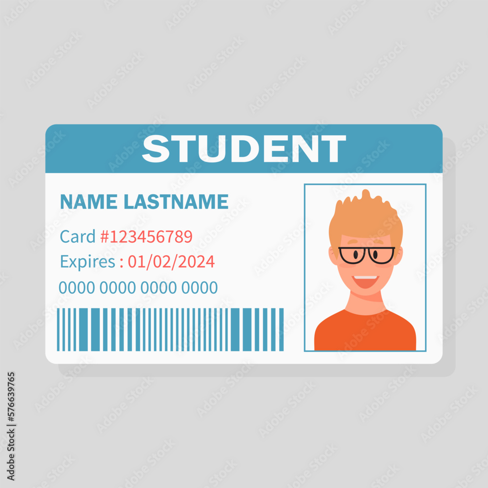 Student id card. University, school, college identity card with photo ...