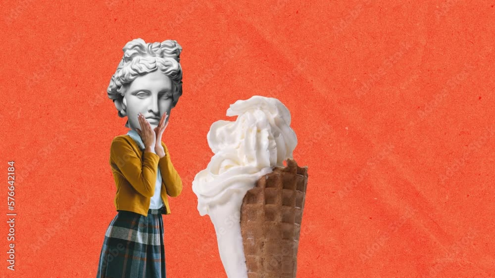 Stop motion, animation. Contemporary art design. Woman in vintage style ...