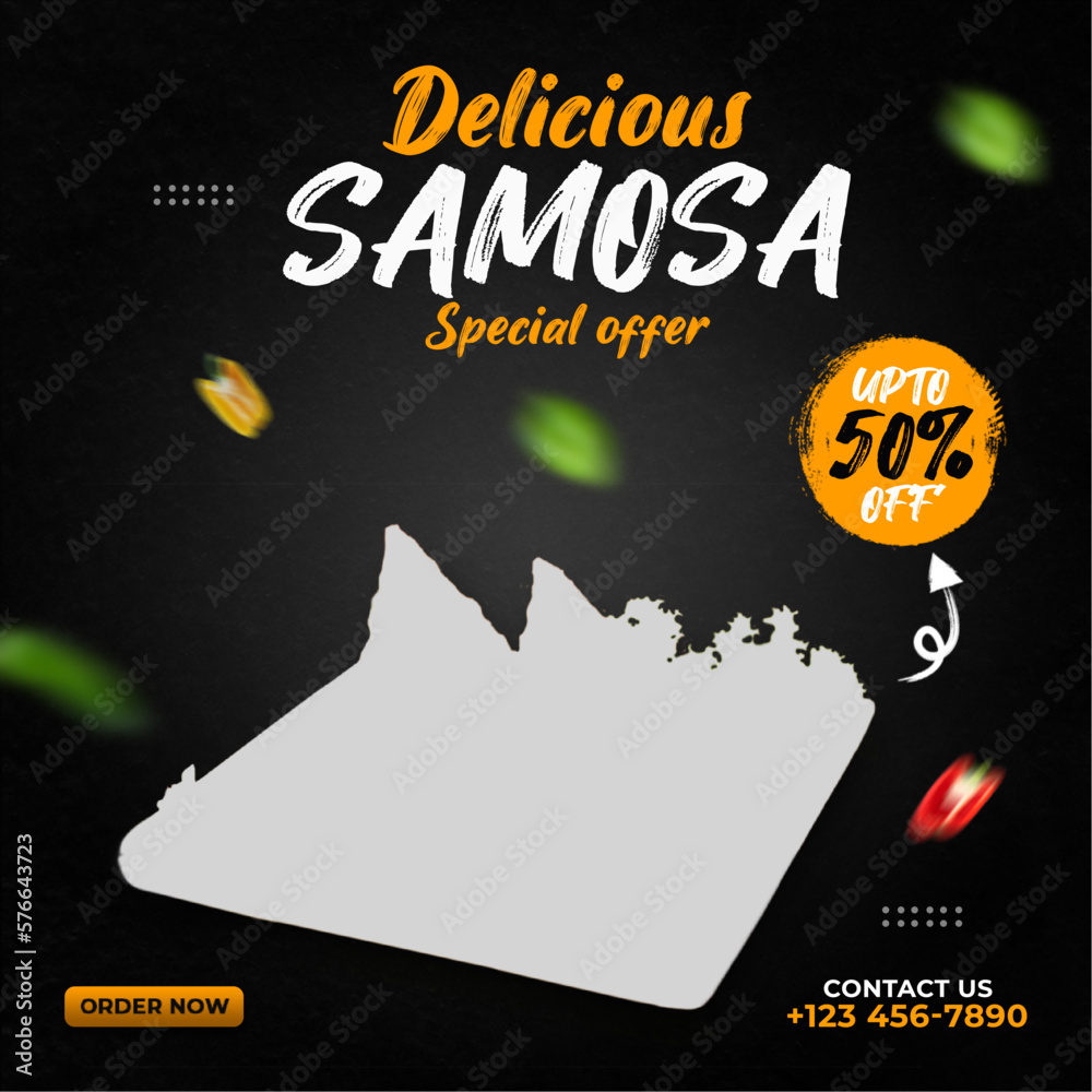 Samosa and food menu social media post and template Stock Vector ...