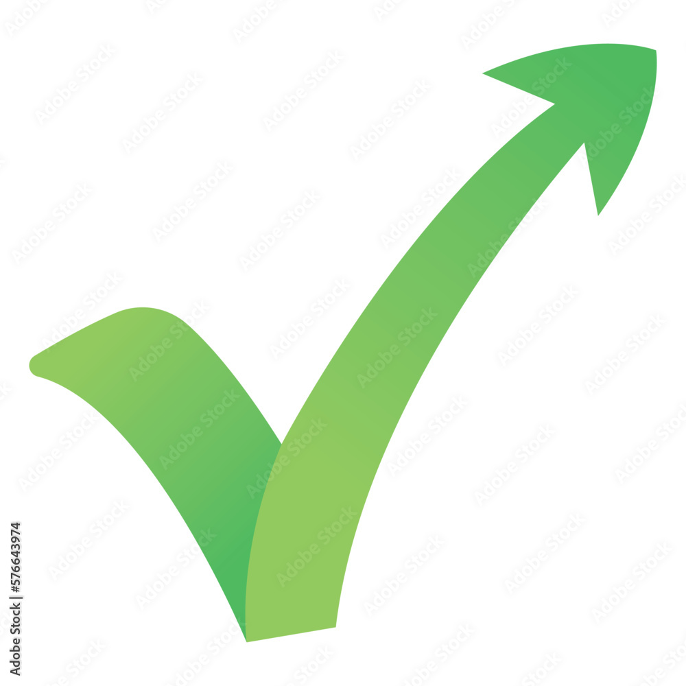 Check Mark Right Arrow Gradient Stock Vector | Adobe Stock