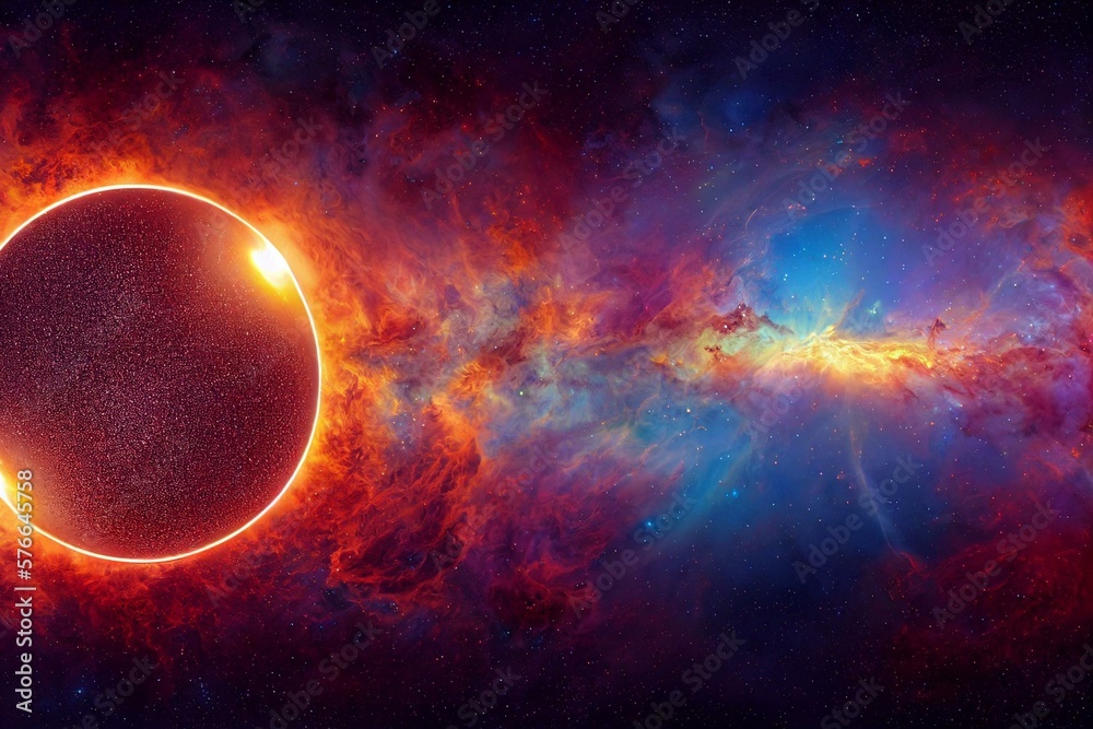 360 degree stellar system and gas nebula. Panorama, environment 360 ...