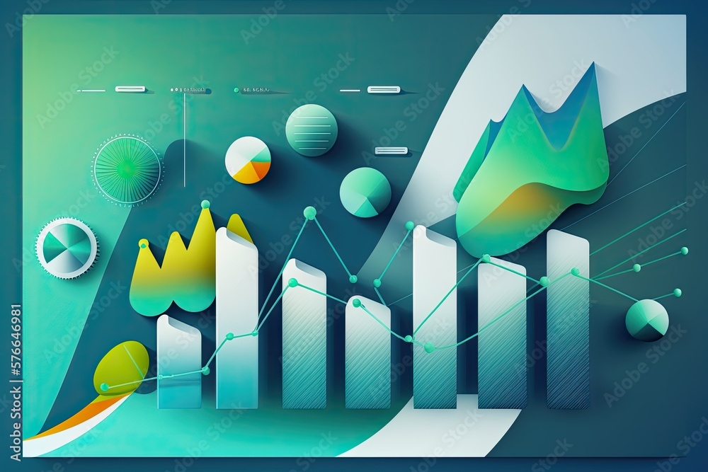 Abstract illustration of graphs, diagrams, parabolas, and geometric ...