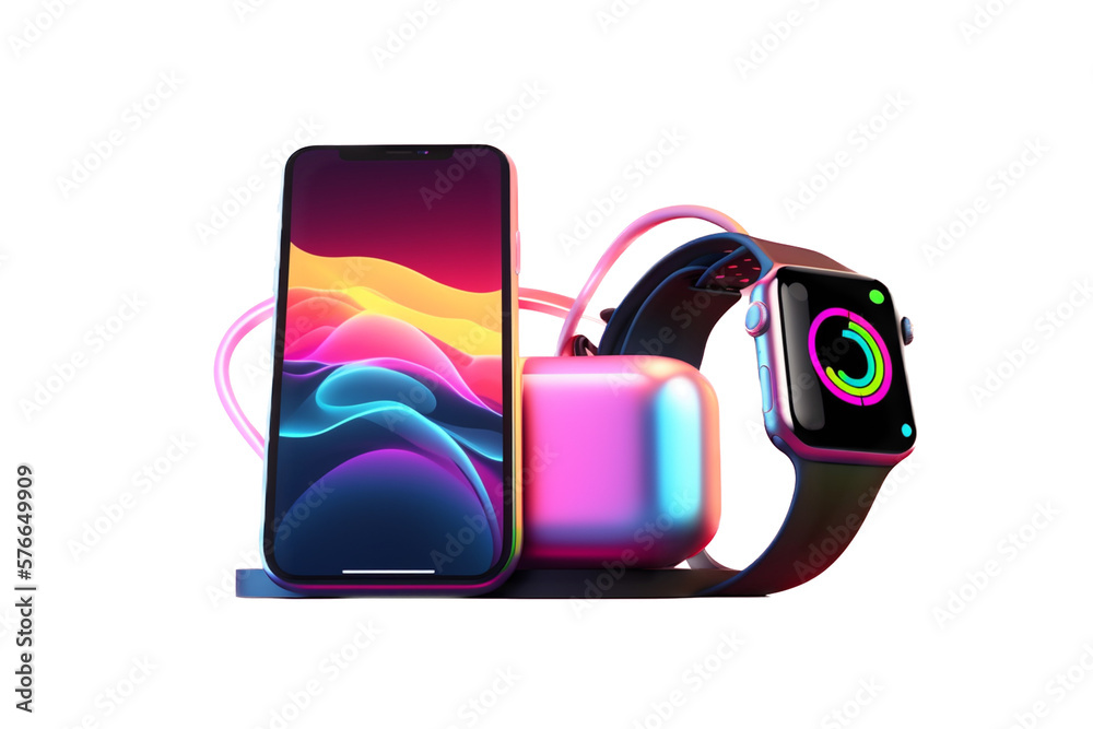 Reverse Bilateral Wireless Charging Concept. iPhone and Apple Watch ...