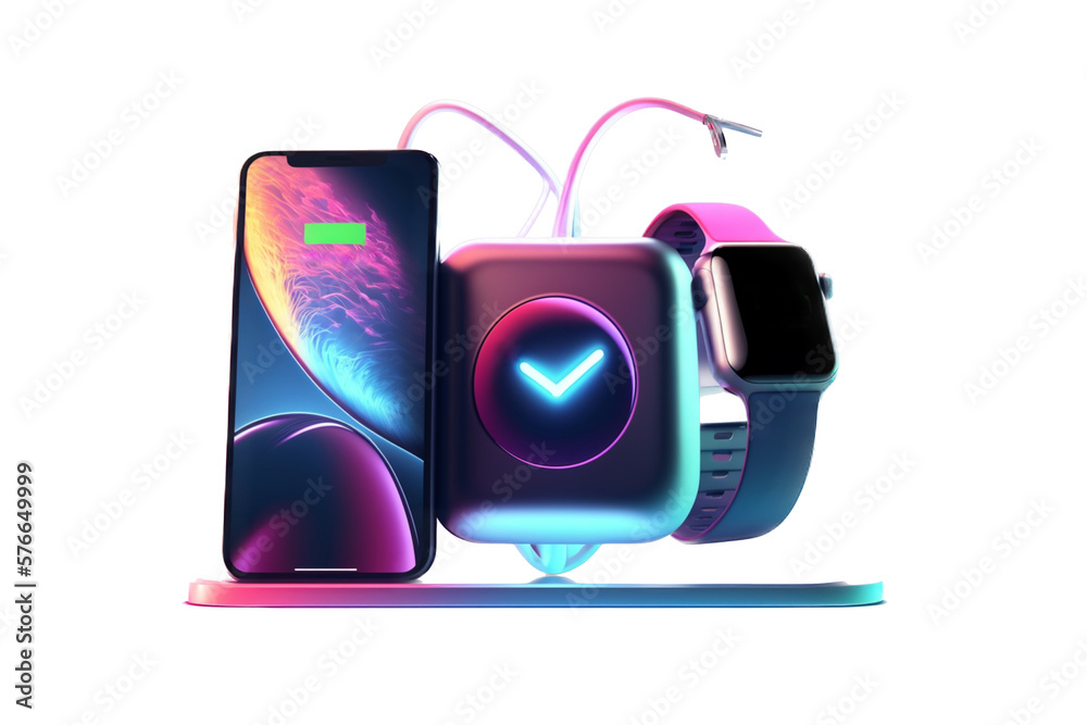 Reverse Bilateral Wireless Charging Concept. iPhone and Apple Watch ...