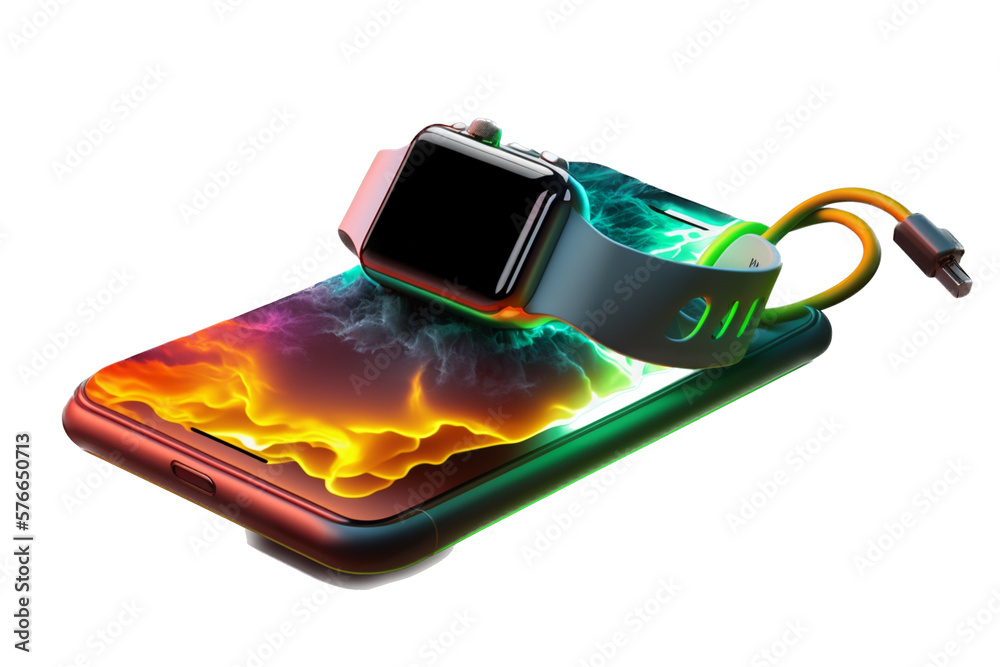 Reverse Bilateral Wireless Charging Concept. iPhone and Apple Watch ...