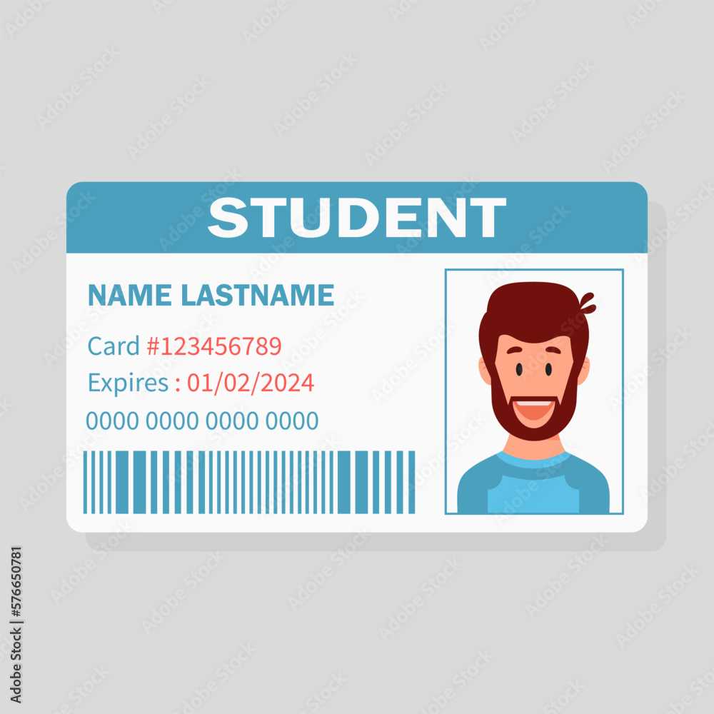 Grafika wektorowa Stock: Student id card. University, school, college ... Grafika wektorowa Stock: Student id card. University, school, college ...