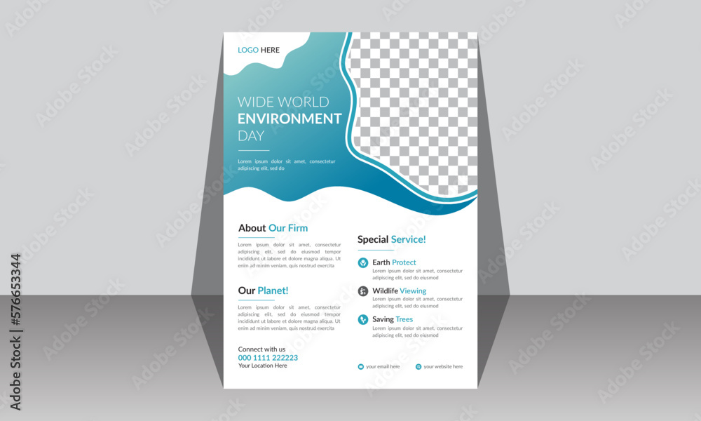 Nature awesome Flyer. Modern green leaf, environment design. Vector ...