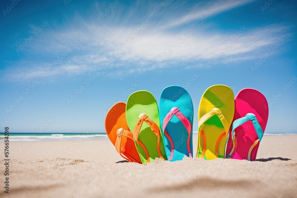 In summer colored flip flop sandals are fun, design for banners with ...