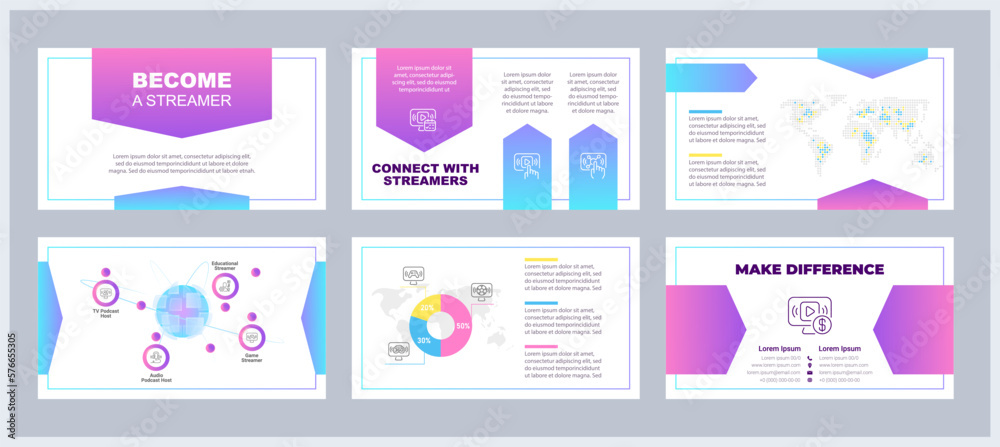 Become streamer presentation templates set. Content creating. Start ...