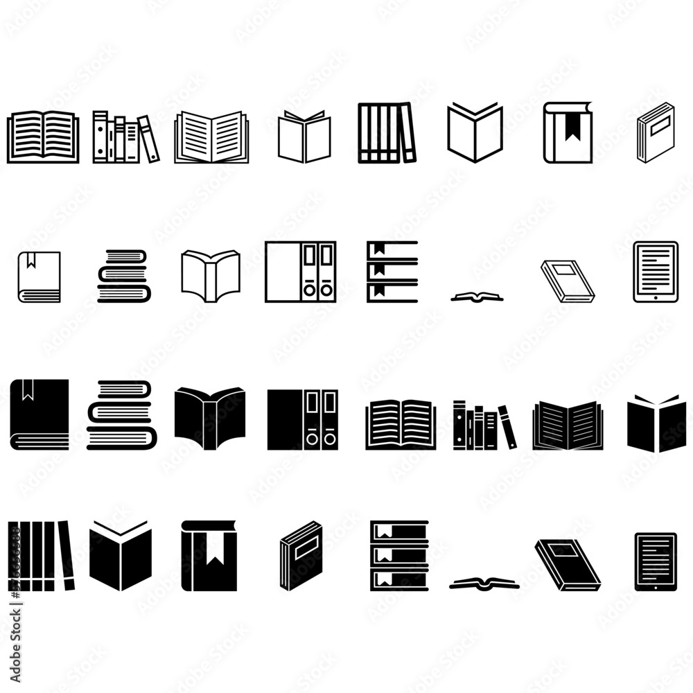 Books vector icons set. Book icon. library illustration simbol ...