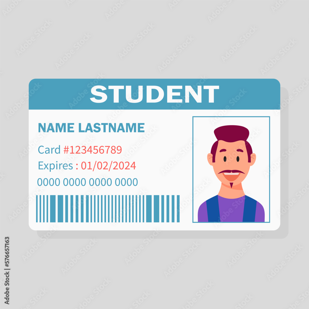 Student id card. University, school, college identity card with photo ...