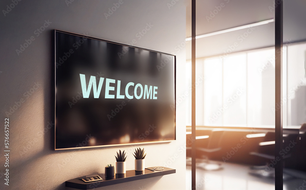 Welcome sign in front of the office entrance Stock Illustration | Adobe ...