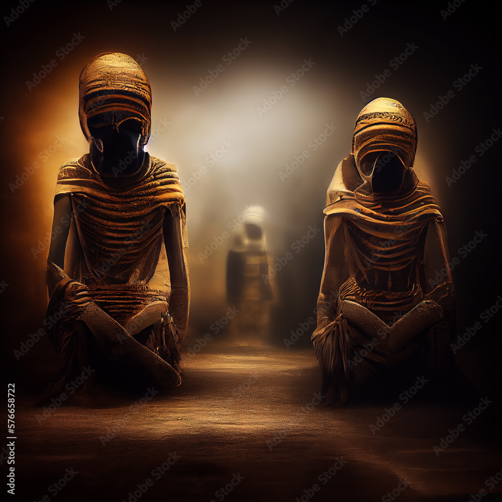 Ancient Egyptian ghosts in the pyramid. Resurrected Egyptian pharaohs ...