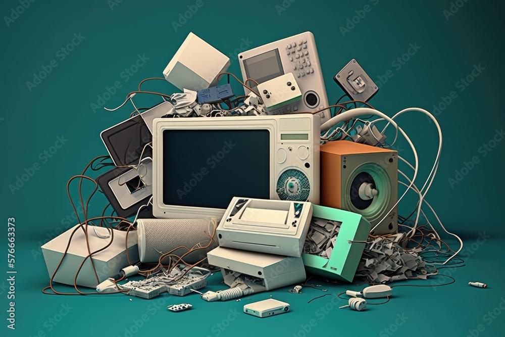 A slew of defunct home electronics and discarded electronics are ...
